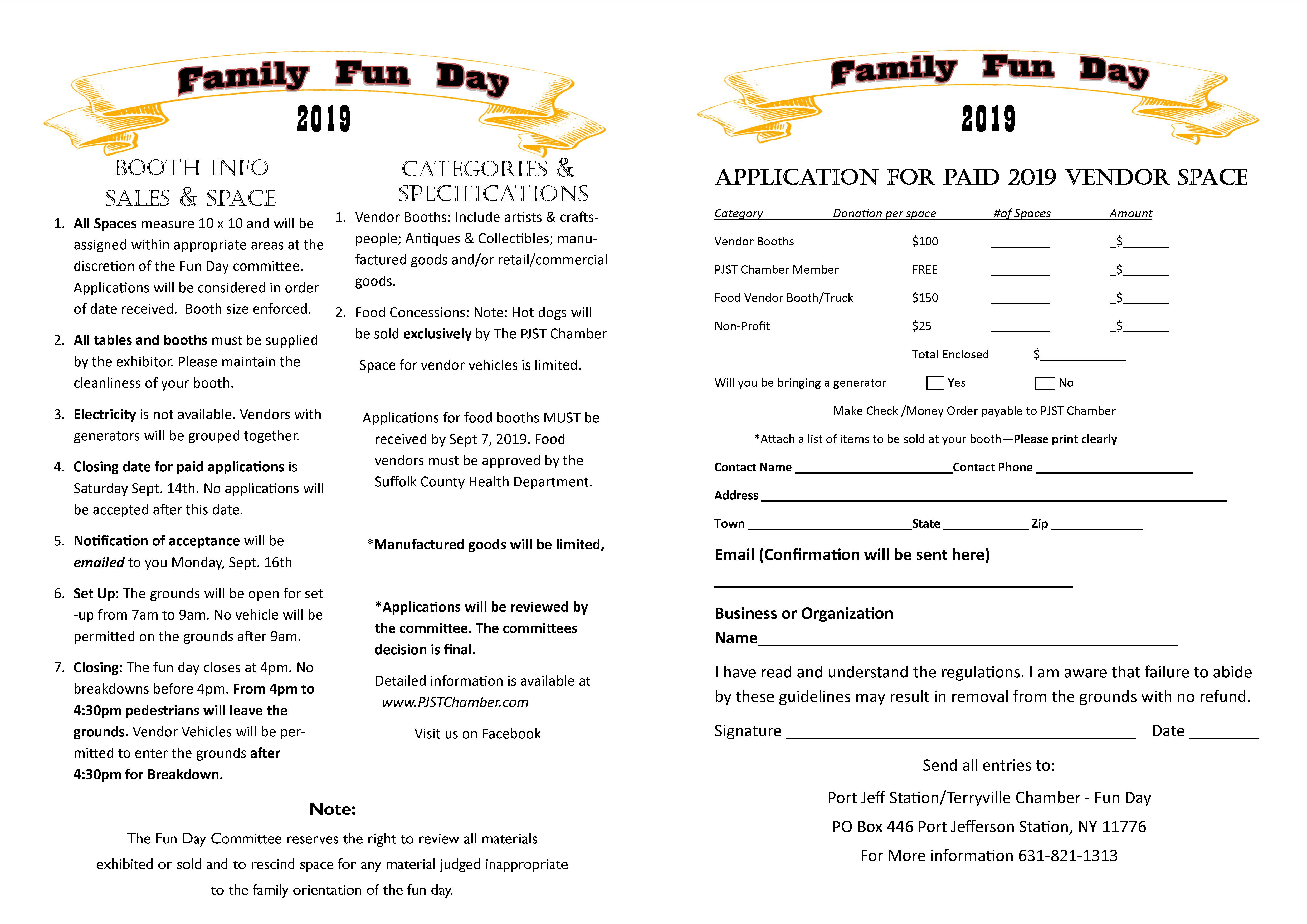 Application for Scarecrow Contest and/or Apple Pie Baking Contest